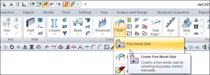Creating a Slab by Free Mode Slab