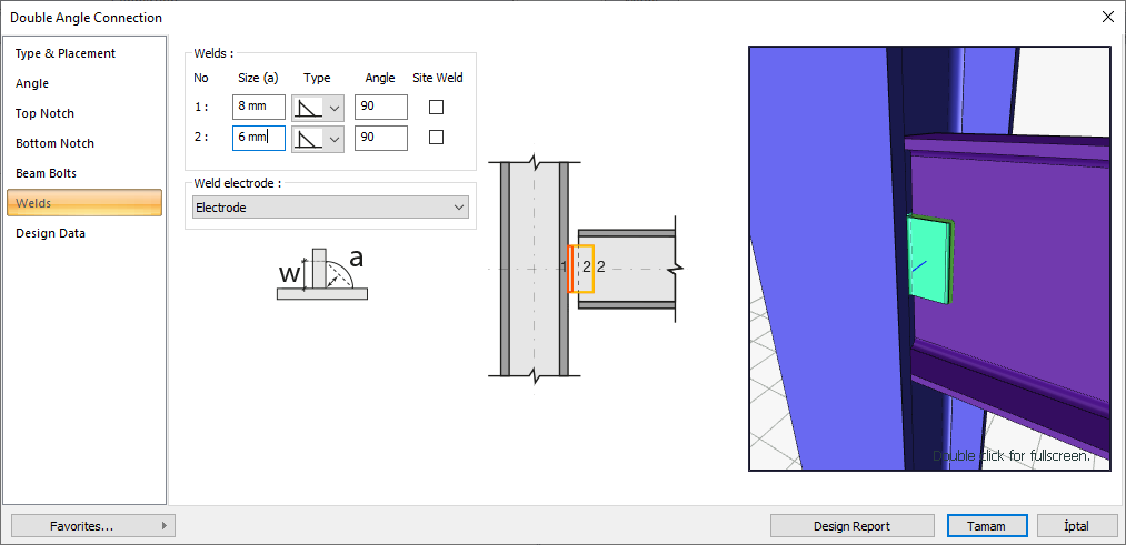 Defining Double Angle Connection
