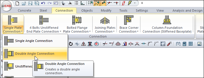 Defining Double Angle Connection