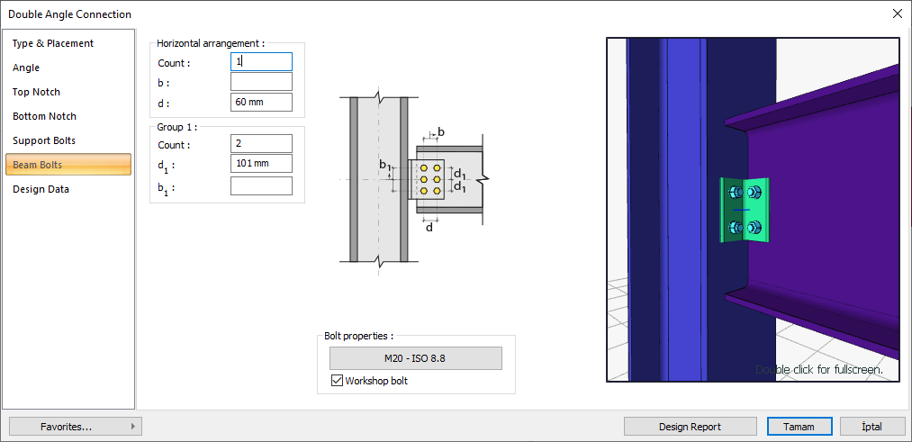 Defining Double Angle Connection
