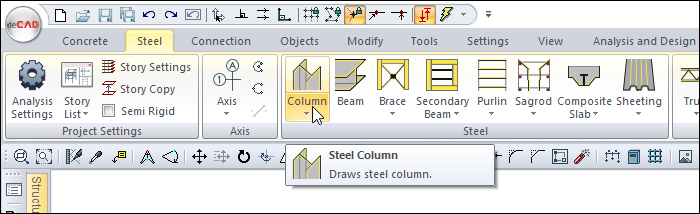 Steel Column Settings