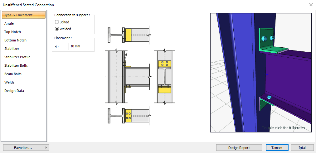 Defining a Unstiffened Seated Connection