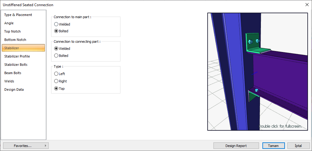 Defining a Unstiffened Seated Connection
