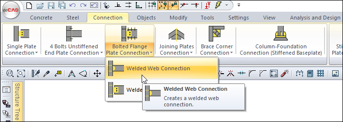 Defining a Welded Web Connection