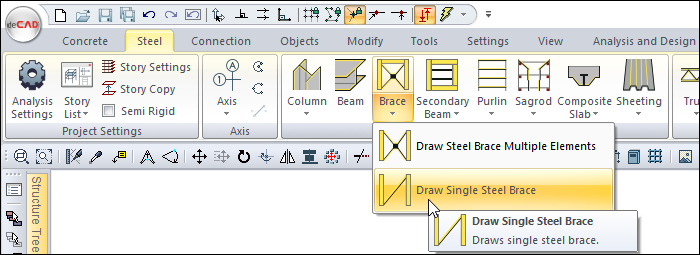Creating a Single Steel Brace