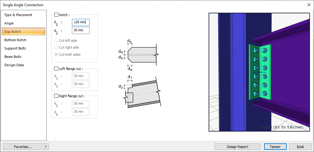 Defining a Single Angle Connection