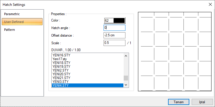 Creating a User Defined Hatch