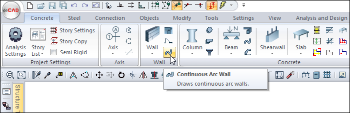Creating a Continuous Arc Wall