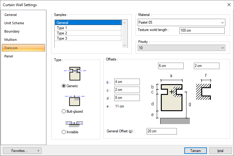 Mullion, Transom and Boundary Element Intersection Priority Properties