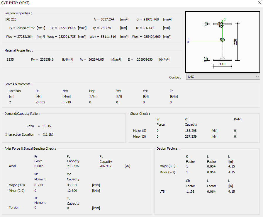 Secondary Beam Design Settings