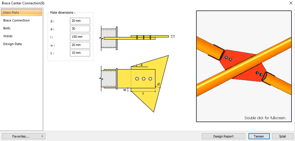 Brace Center Connection Design