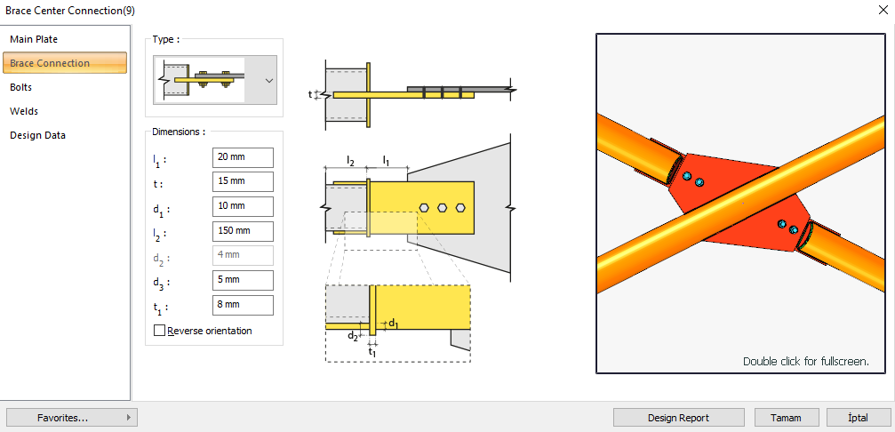 Brace Center Connection Design