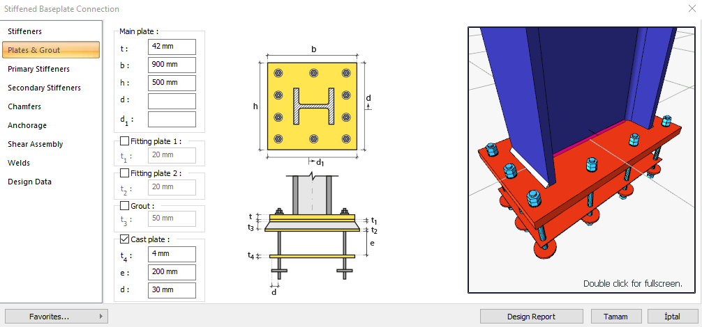 Column - Foundation Connection (Stiffened Base Plate) Design