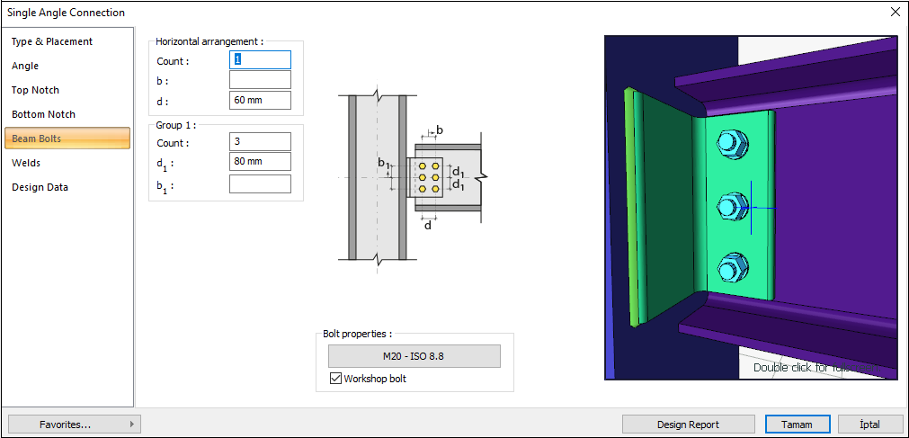 Single Angle Connection Design per AISC 360-16