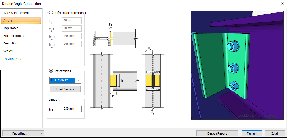 Double Angle Connection Design per AISC 360-16