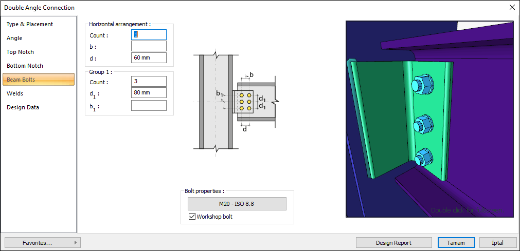 Double Angle Connection Design per AISC 360-16