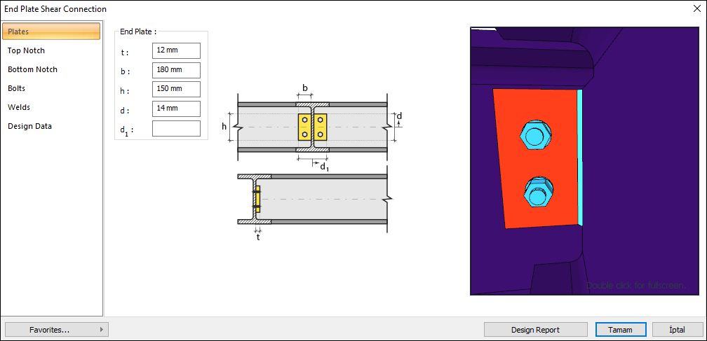 End Plate Shear Connection Design per AISC 360-16