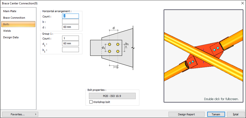 Brace-Center Connection Design per AISC 360-16