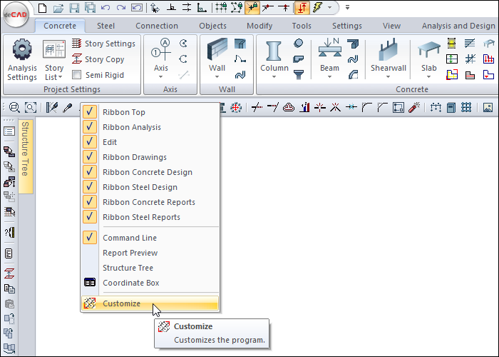 Customize Toolbar