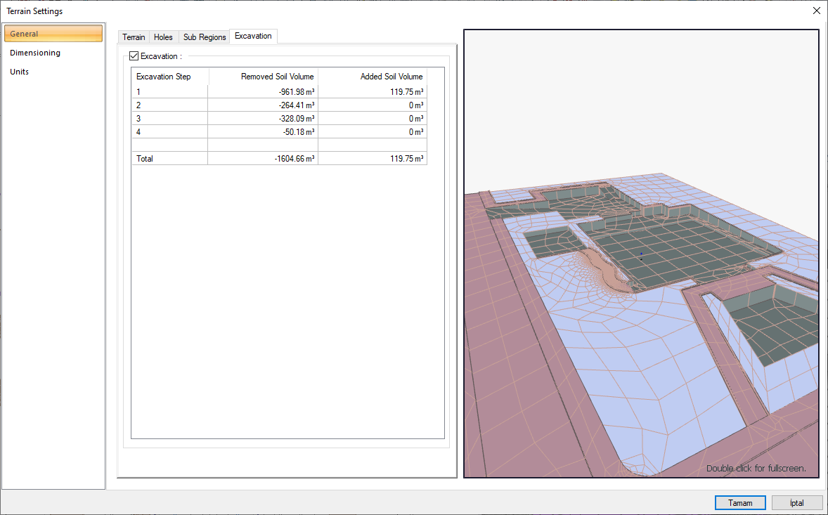 Calculation of Excavation