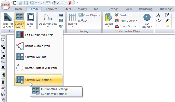 Curtain Wall Settings