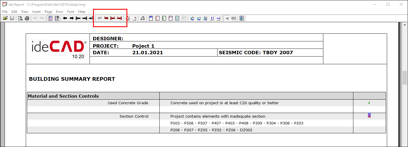 Project Errors in the Report
