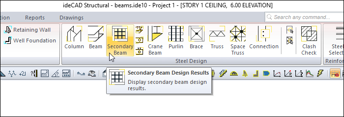 Secondary Beam Design Results