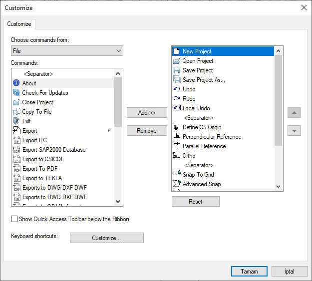 Keyboard Shortcuts and Toolbars in Ribbon Menu