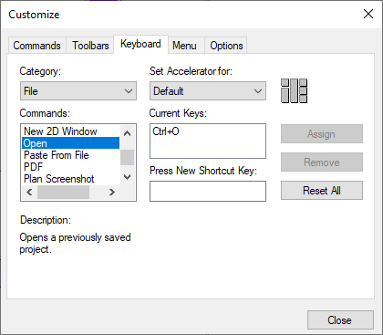 Keyboard Shortcuts and Toolbars in Classic Menu