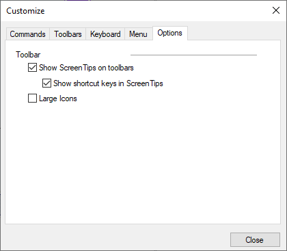 Keyboard Shortcuts and Toolbars in Classic Menu