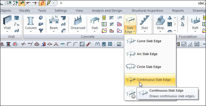 Drawing a Continuous Slab Edge