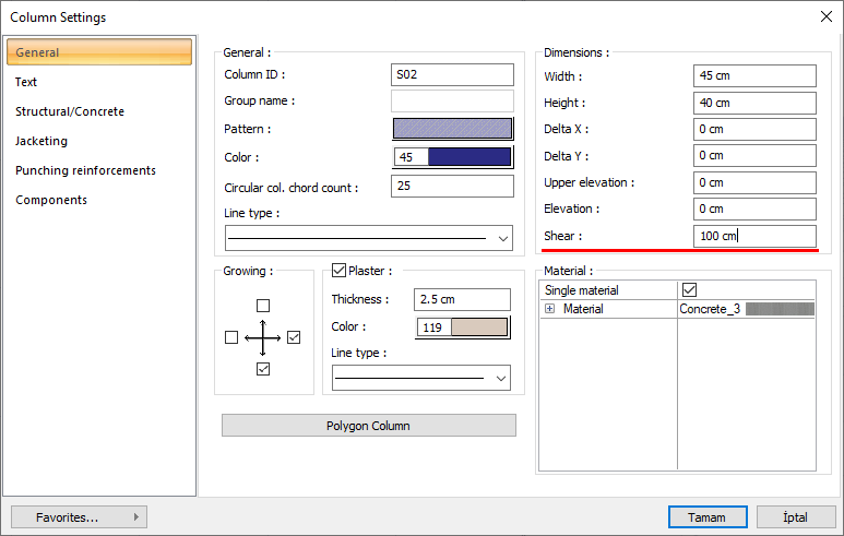 Creating an Inclined Column
