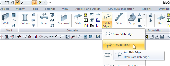 Drawing a Arc Slab Edge