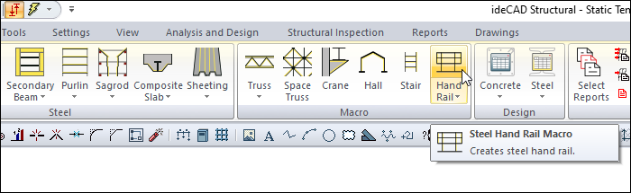 Steel Hand Rail Macro Settings