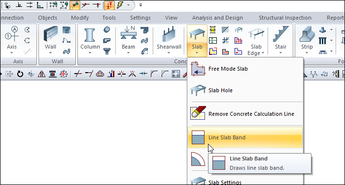 Creating a Line Slab Band