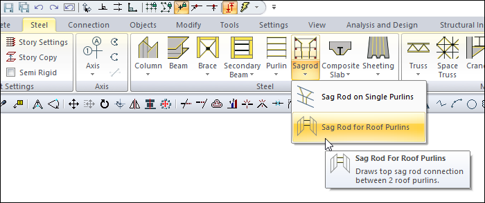 Creating a Sagrod for Roof Purlins