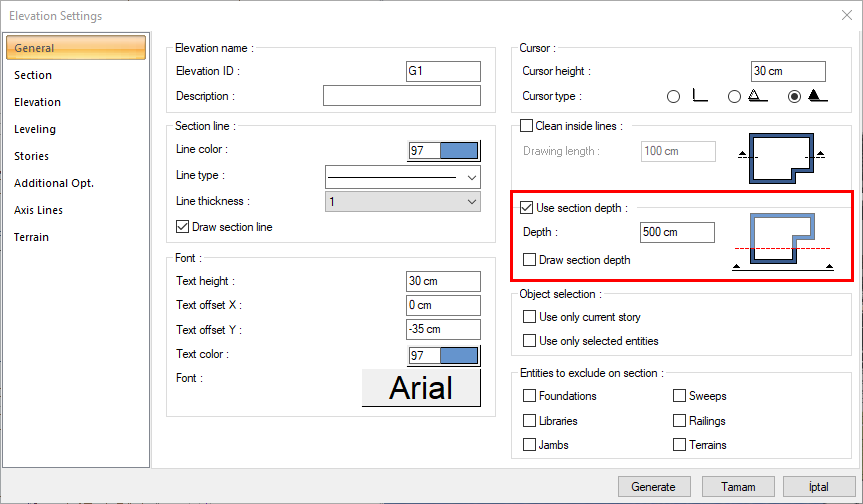 Determining Section Depth