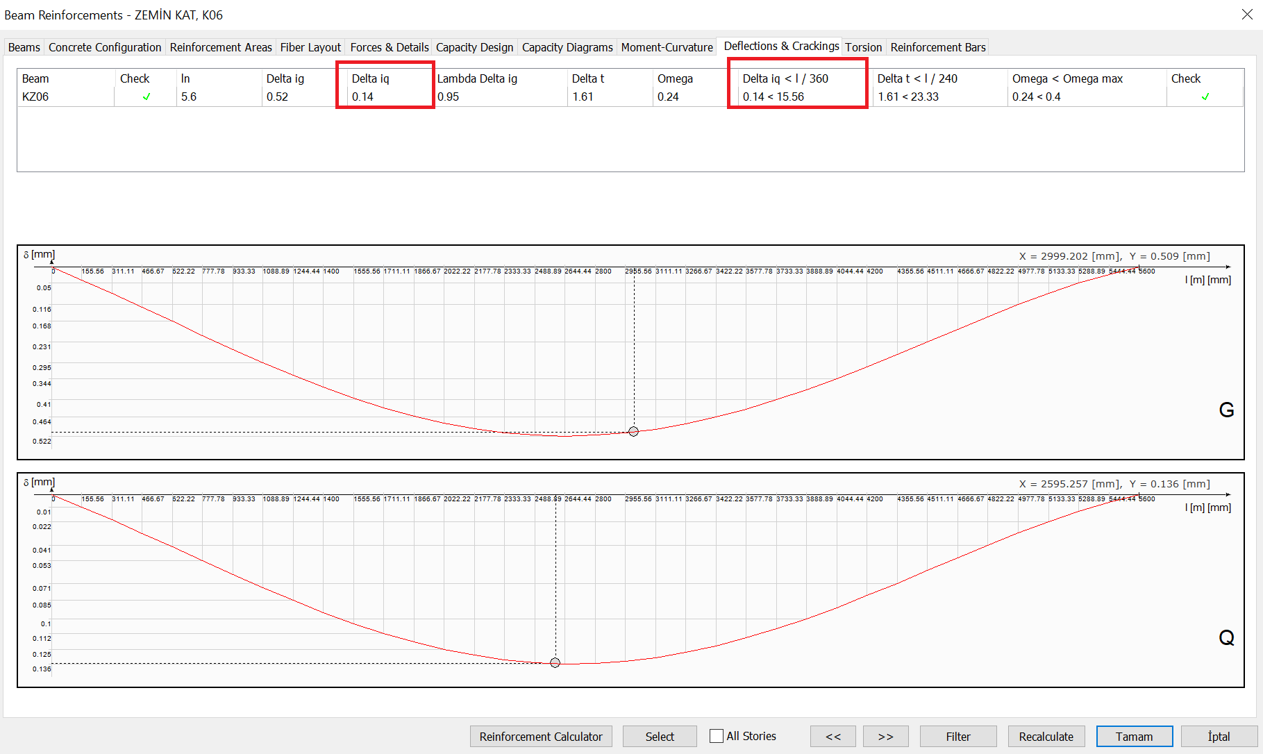 Instantaneous and Time Dependent Deflection Example 1