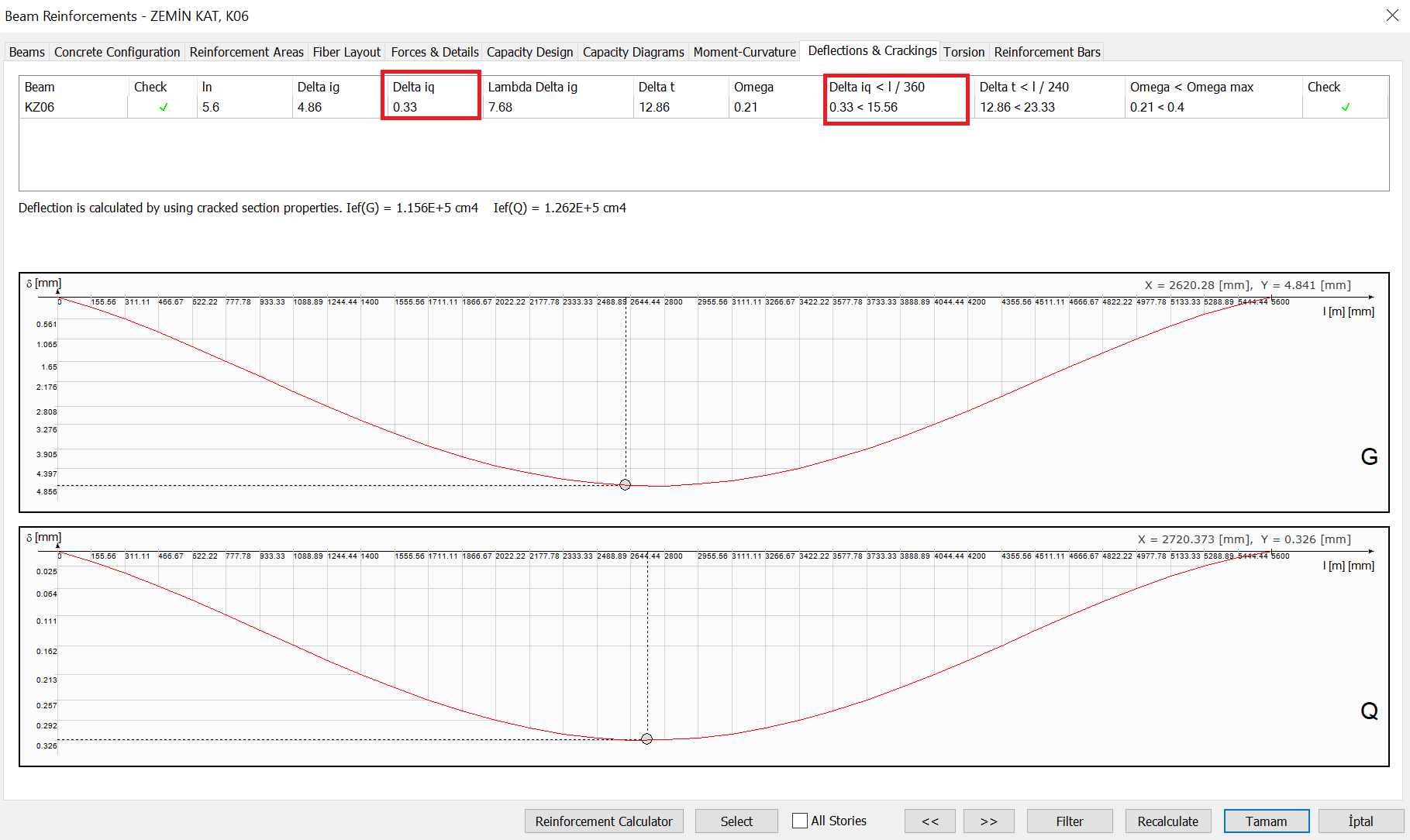 Instantaneous and Time Dependent Deflection Example 2