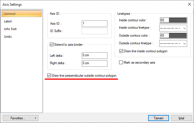 Draw Axis Line Perpendicular Outsie Contour