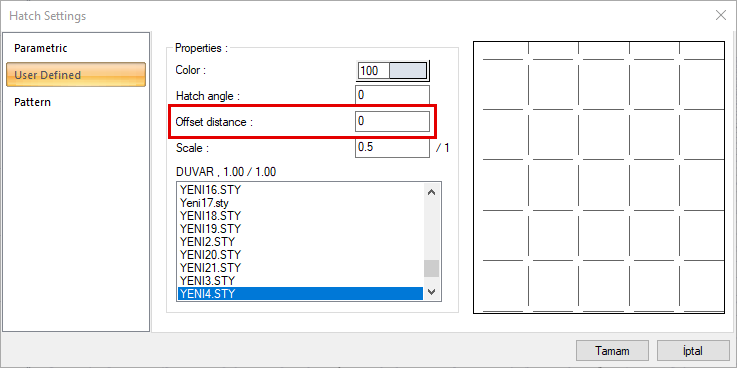 Hatch Offset Distance