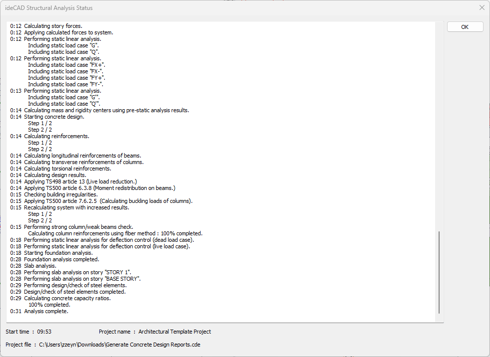 Generate Concrete Design Reports