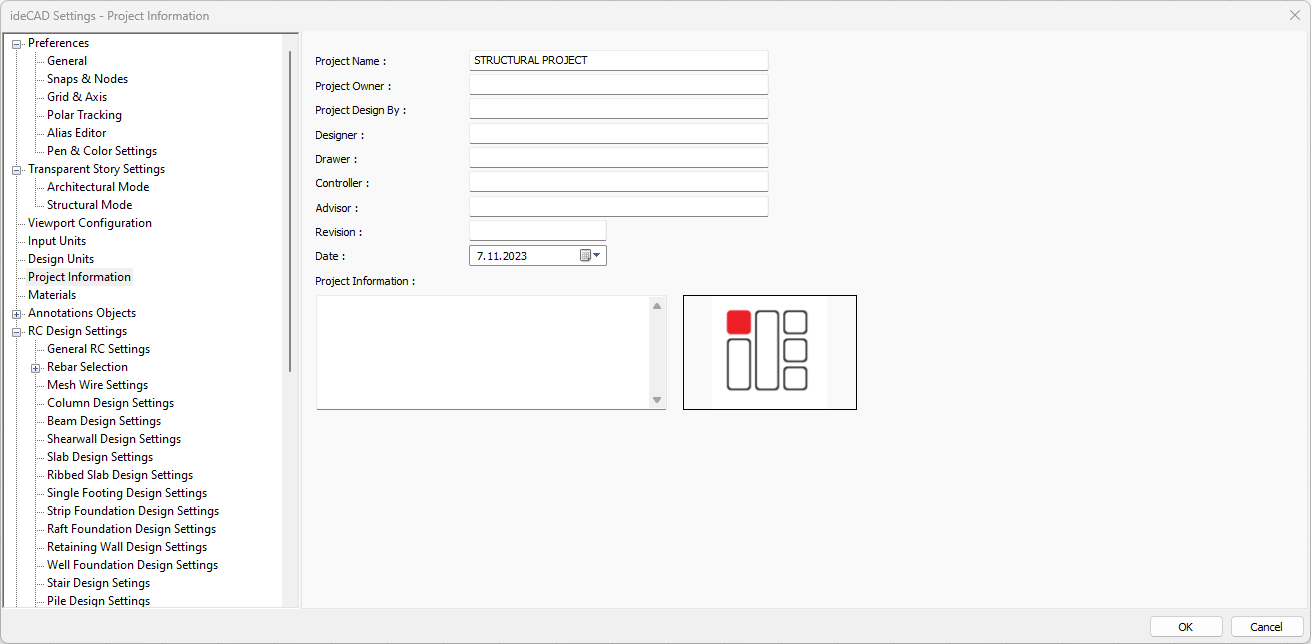 Project Information Tab