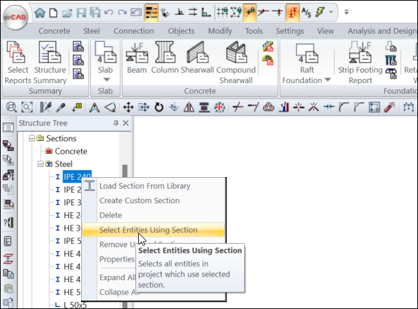 Select Entities Using Section
